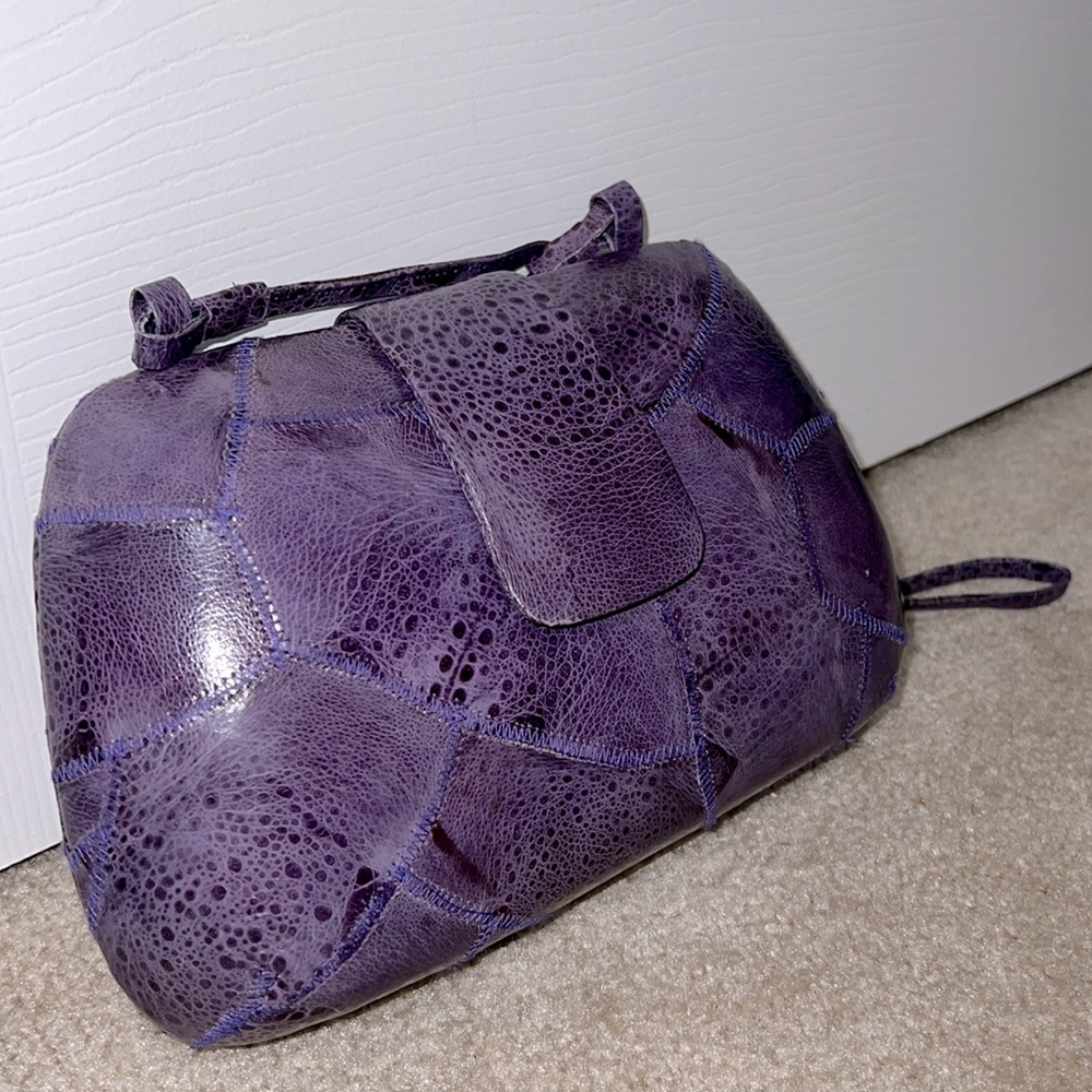 Purple Genuine Frog Skin Clutch/Crossbody Bag - Gem